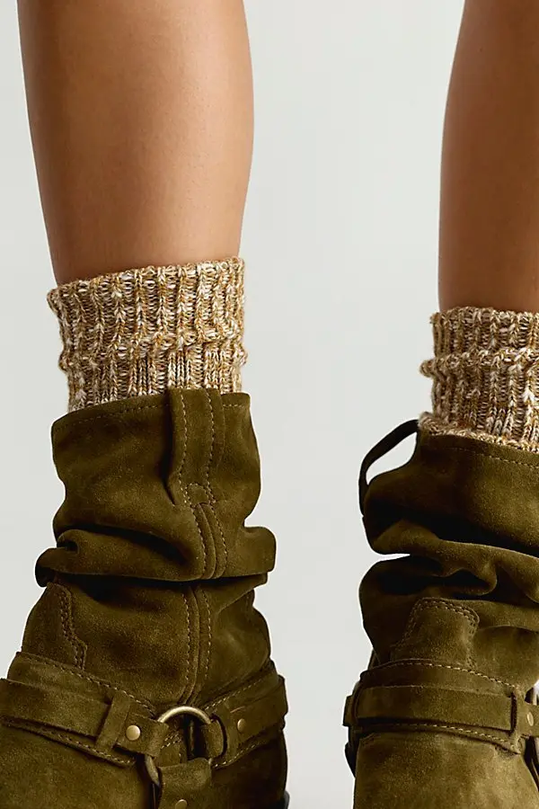 Free People Marled Wool Knit Crew Socks