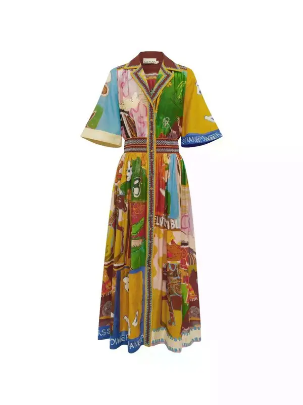ALEMAIS Mlak Graphic-print Button-down Maxi Dress - Yellow