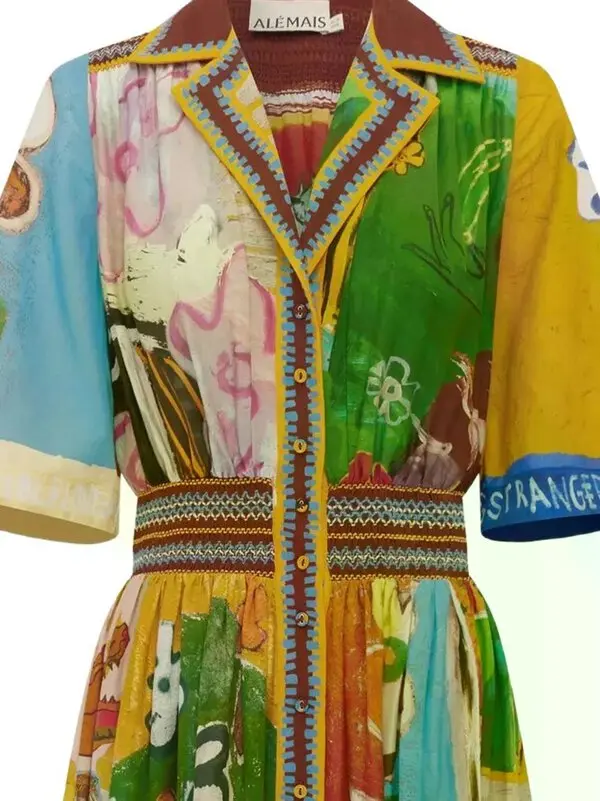 ALEMAIS Mlak Graphic-print Button-down Maxi Dress - Yellow
