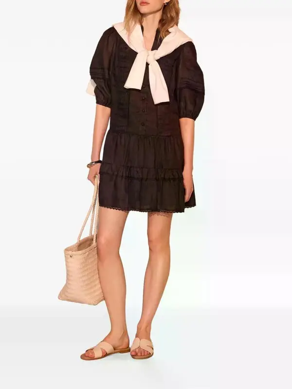 Mint Velvet Pintuck-detail Tiered Mini Dress