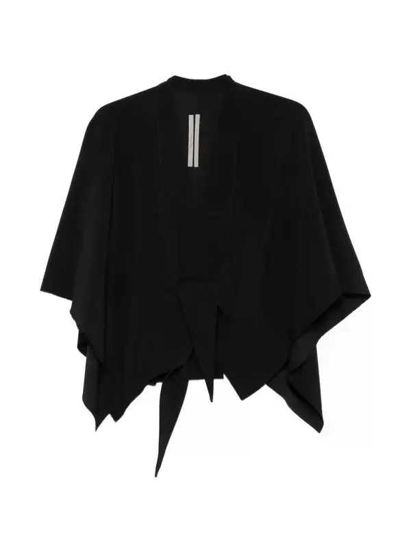 Rick Owens Knotted-waist V-neck Blouse - Black