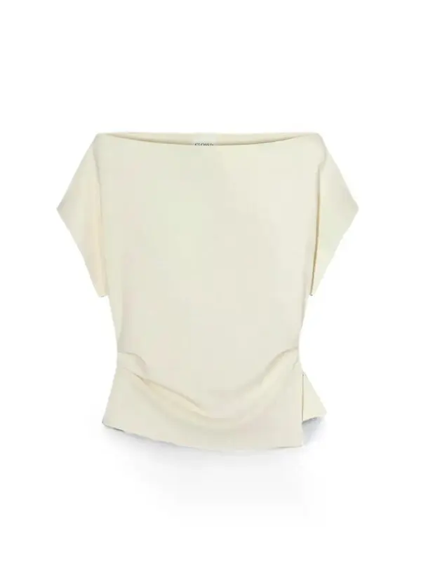 Closed Draped Boat-neck Blouse