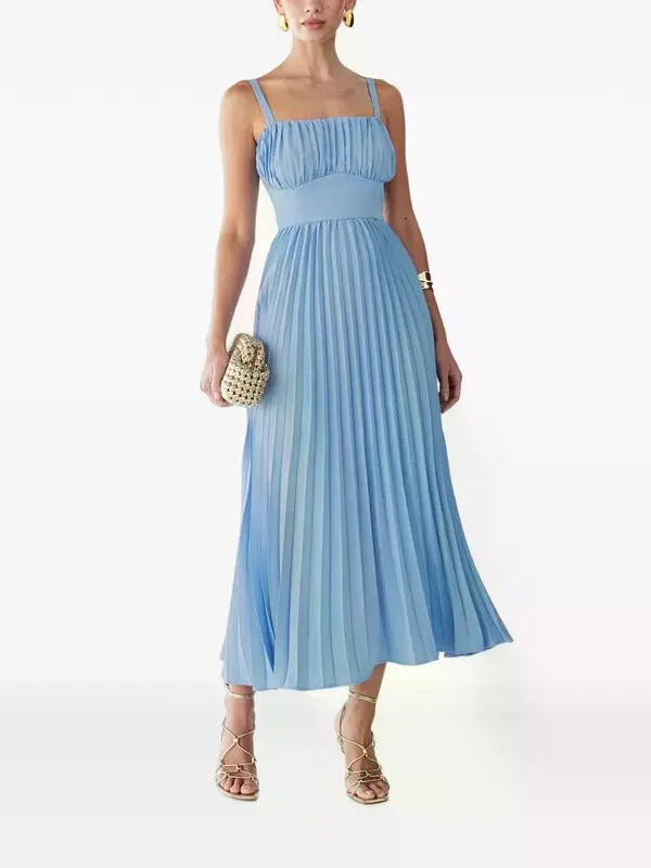 WILLA Lucie Pleated Midi Dress - Blue
