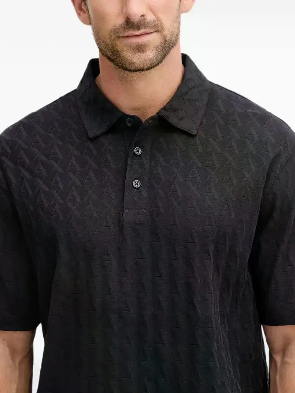 Armani Exchange Textured Cotton Polo Shirt - Blue