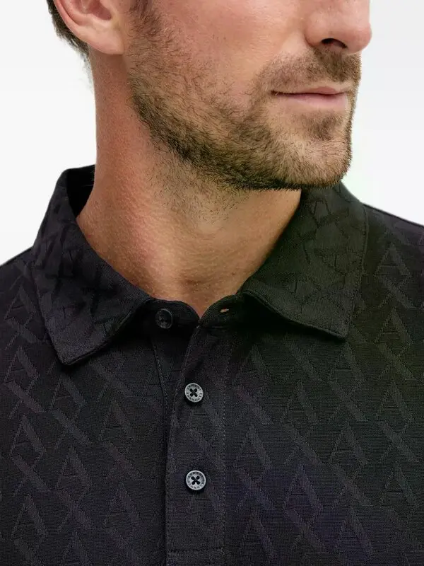 Armani Exchange Textured Cotton Polo Shirt - Blue