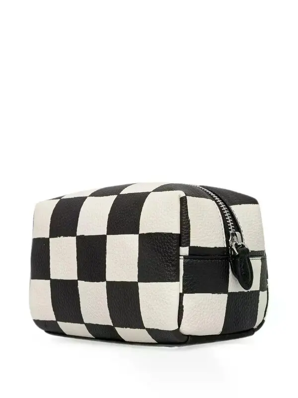 Karl Lagerfeld Checkered Logo-embroidered Make-up Bag - Black