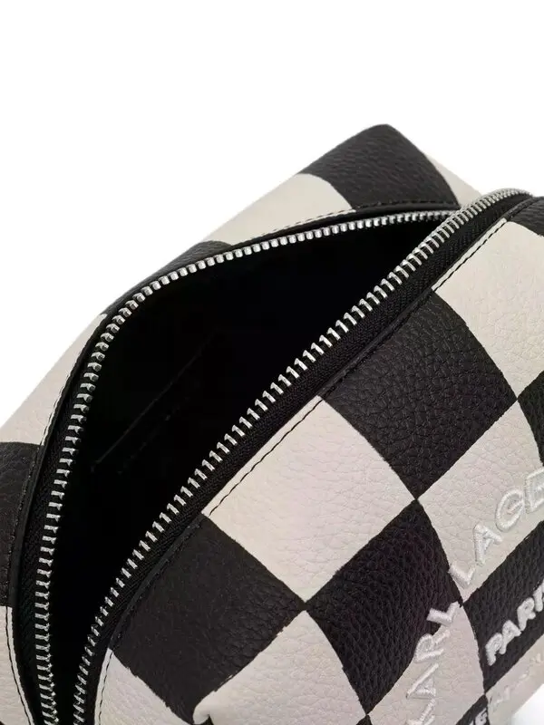 Karl Lagerfeld Checkered Logo-embroidered Make-up Bag