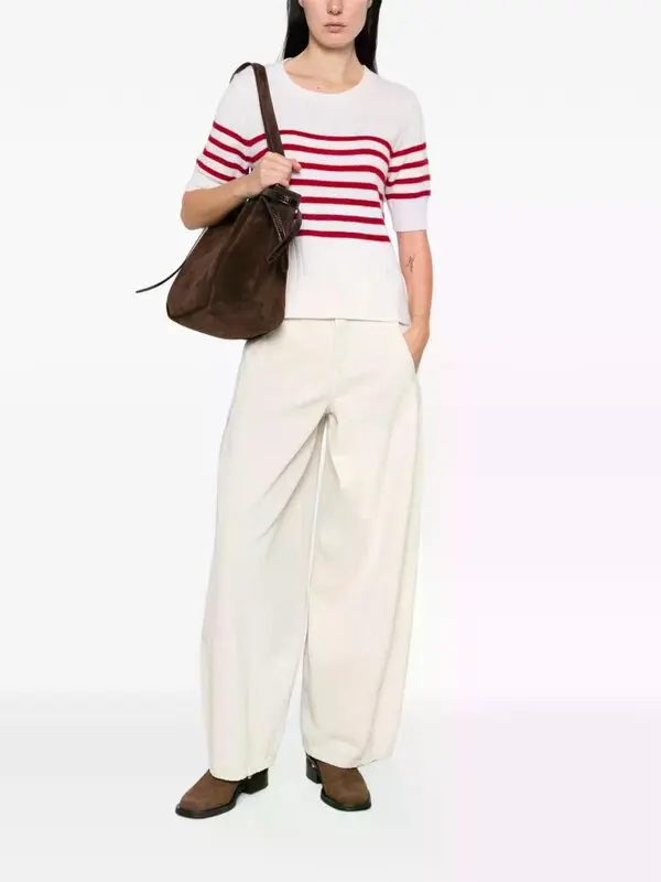 EMERSON RENALDI Striped Crew Neck Short Sleeve Knit