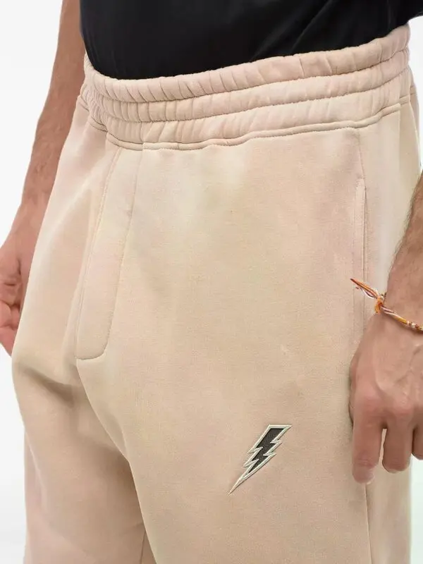Neil Barrett Bolt-embroidered Zip-cuff Track Pants - Neutrals