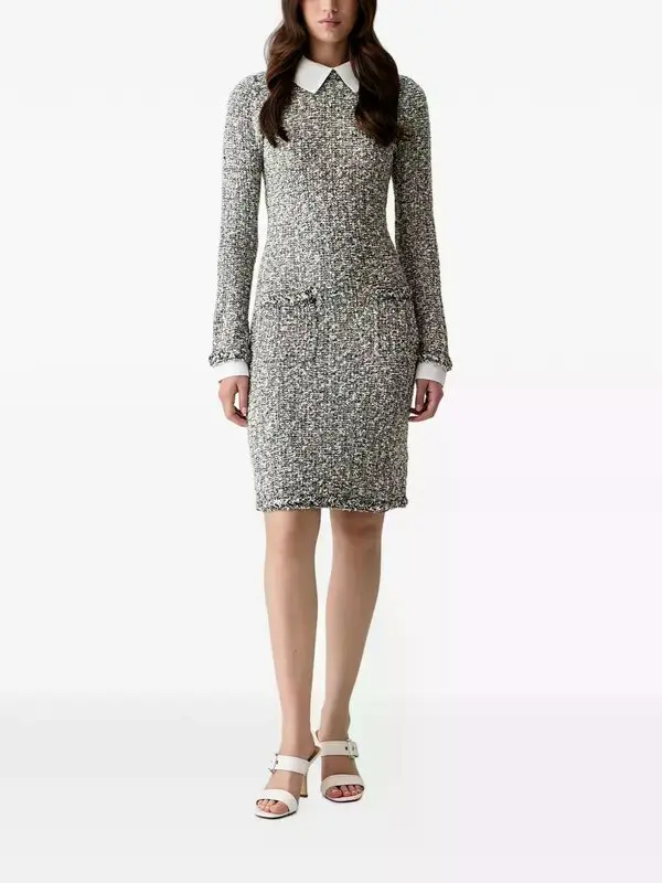 Karl Lagerfeld Tweed Contrast-collar Midi Dress - Grey