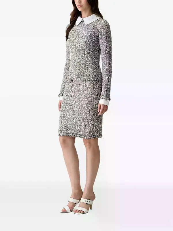 Karl Lagerfeld Textured Midi Dress With Contrast Collar