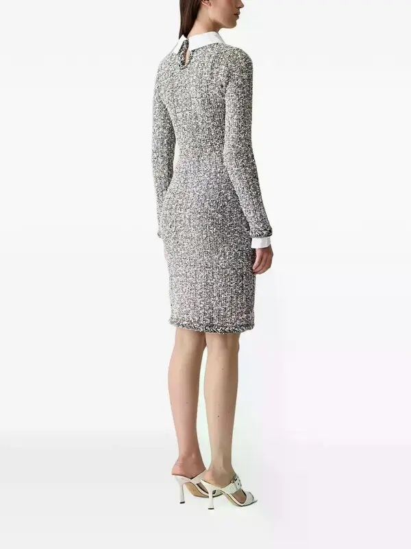 Karl Lagerfeld Textured Midi Dress With Contrast Collar