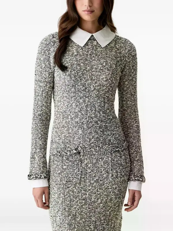 Karl Lagerfeld Textured Midi Dress With Contrast Collar