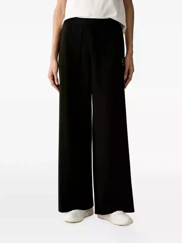 Karl Lagerfeld Logo-print Wide-leg Trousers - Black