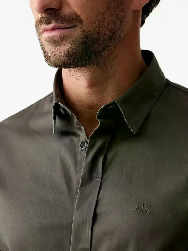 Armani Exchange Logo-embroidered Slim-fit Shirt