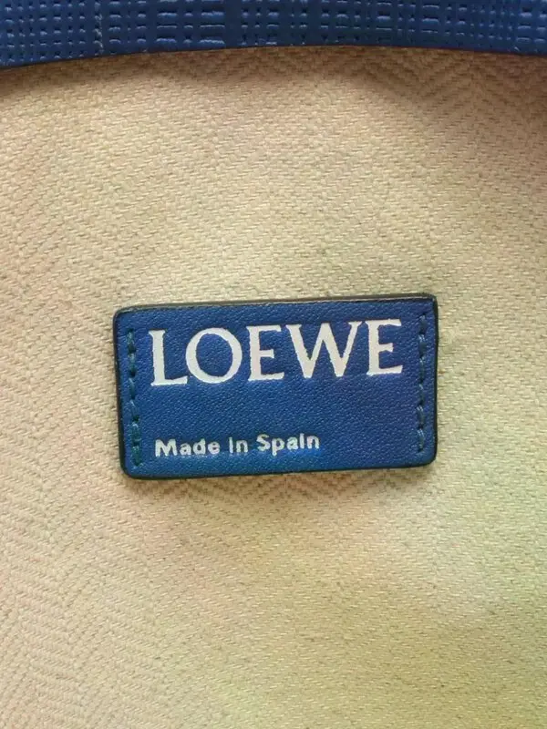 Loewe Large Linen Embossed Calfskin Anagram T Pouch Clutch Bag - Blue