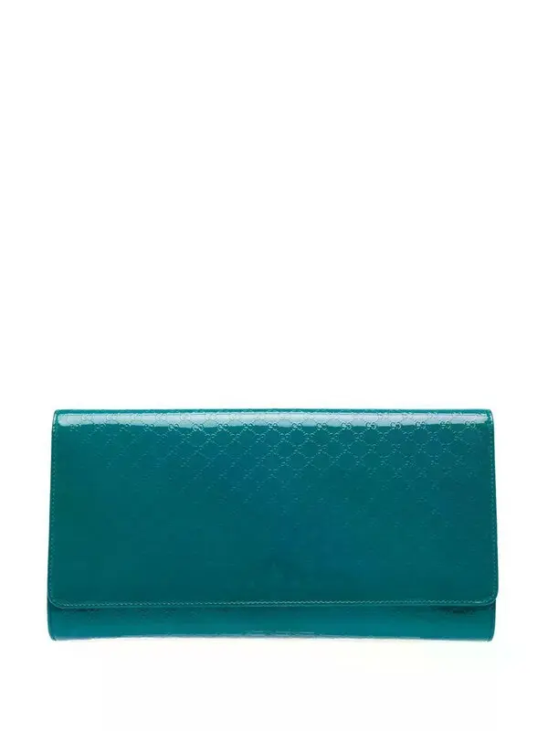 Gucci 2016-2026 Microguccissima Patent Broadway Clutch Bag - Blue