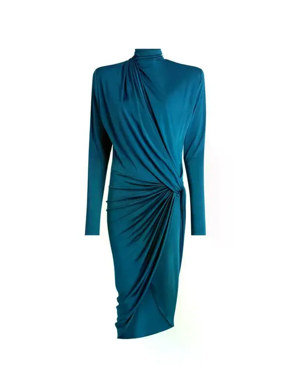 Balmain Draped Flowing Jersey Dress - Blue