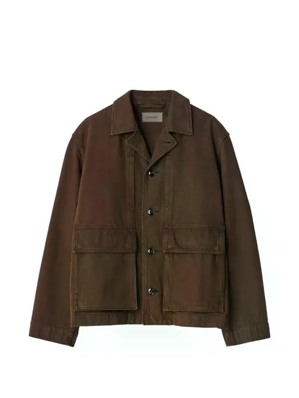 LEMAIRE Boxy Jacket In Heavy Garment-dyed Broken Twill - Brown