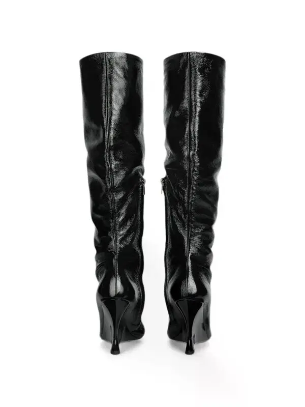 Balmain Wedge Boots In Crinkled Patent Leather