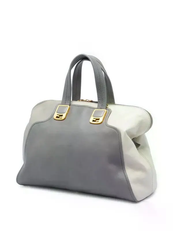 Fendi 2010-2026 Large Leather Colorblock Chameleon Satchel - Grey