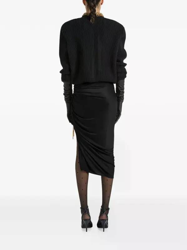 Balmain Flowing Jersey Midi Skirt With Slit