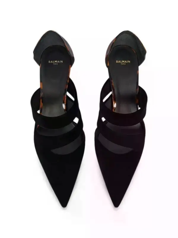 Balmain Velvet And Printed Patent Leather Courts