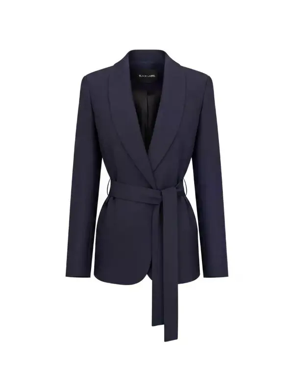 Black Label Belted Long-sleeve Blazer