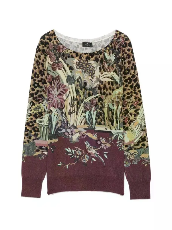 Etro Leopard-print Floral-pattern Sweater