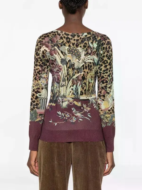Etro Leopard-print Floral-pattern Sweater