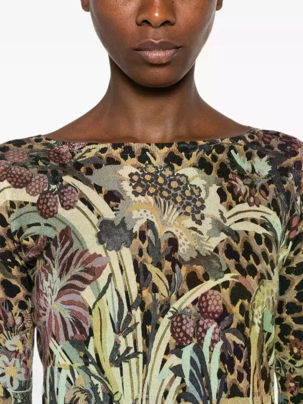 Etro Leopard-print Floral-pattern Sweater
