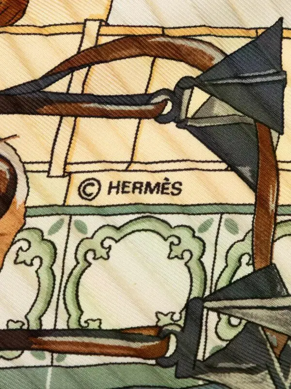 Hermès 2000-2026 Real Escuela Andaluza Del Arte Ecuestre Pleated Silk Scarf Scarves - Blue