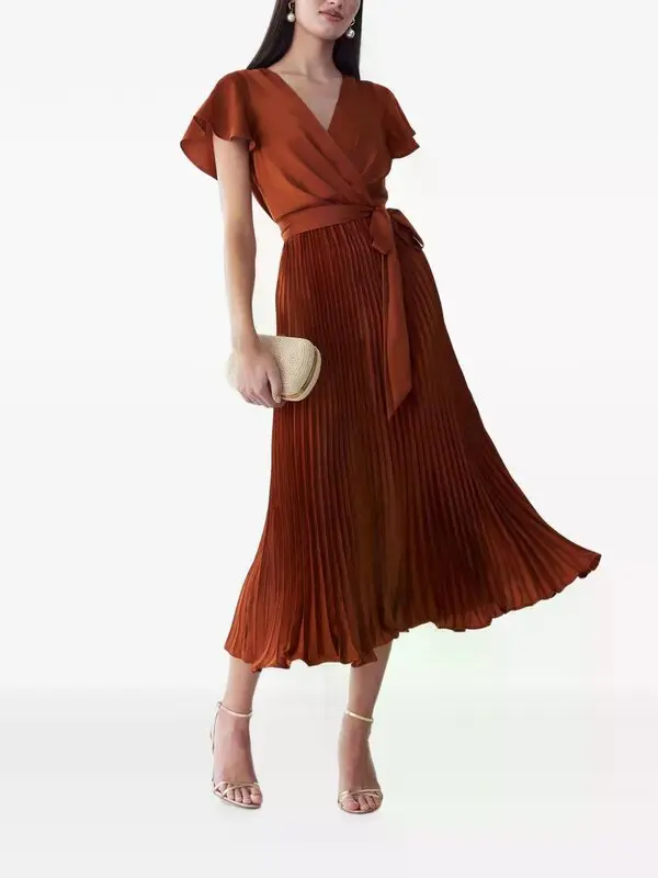 WILLA Wrap-style Midi Dress - Brown
