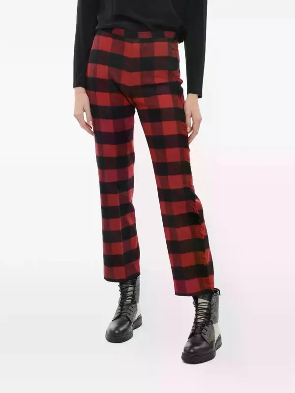 Woolrich Checked-pattern Frayed-edge Trousers - Red