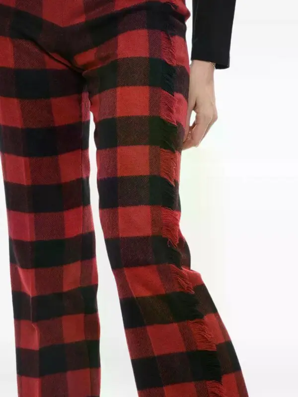 Woolrich Checked-pattern Frayed-edge Trousers