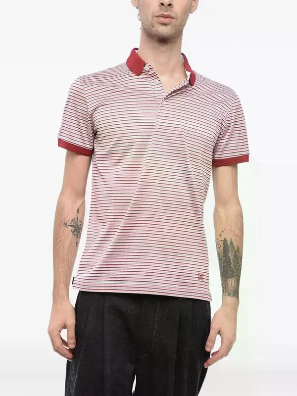 Corneliani Striped Short-sleeve Cotton Polo Shirt - Red