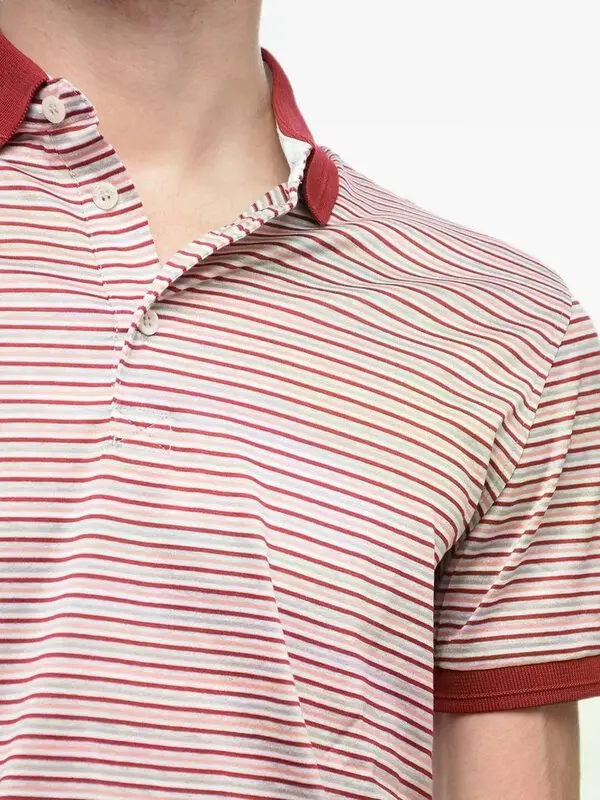 Corneliani Striped Short-sleeve Cotton Polo Shirt - Red
