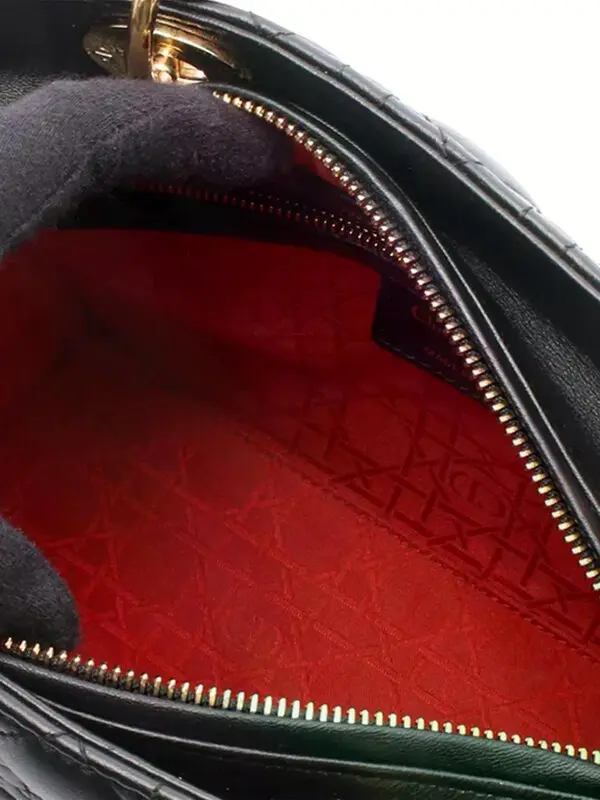 Dior 2000-2026 Medium Lambskin Cannage Lady Satchel - Black