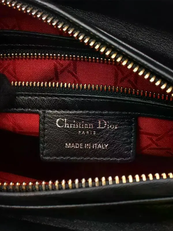 Dior 2000-2026 Medium Lambskin Cannage Lady Satchel - Black