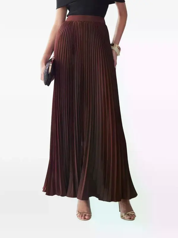 WILLA Pleated A-line Maxi Skirt - Red