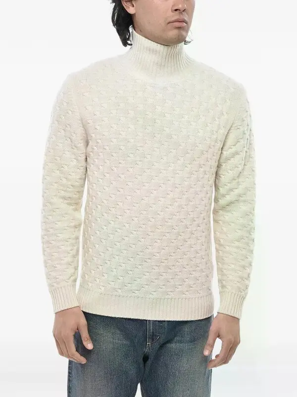 PAOLO PECORA Cable-knit Turtleneck Sweater - Neutrals