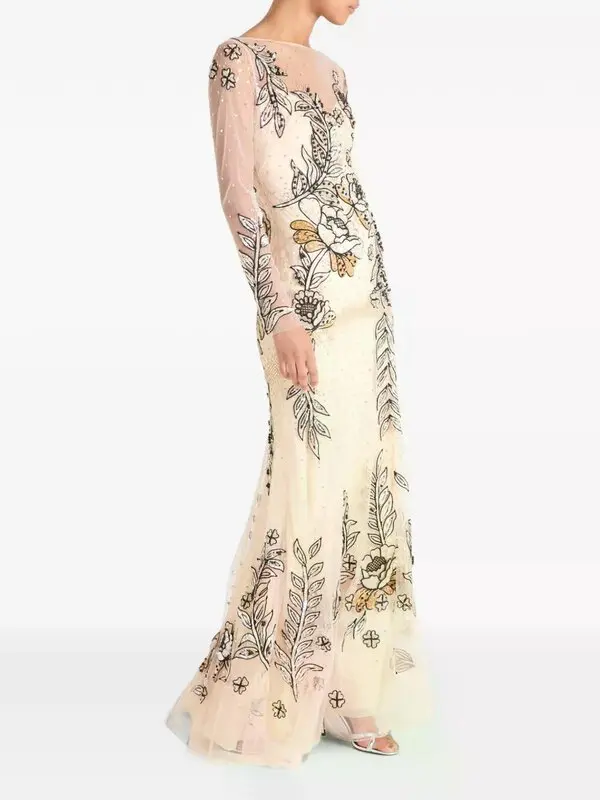TEMPERLEY LONDON Lavinia Floral-embroidered Maxi Dress - Neutrals