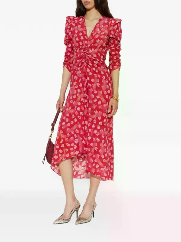 Isabel Marant Étoile Albini Asymmetrical Floral Dress - Red