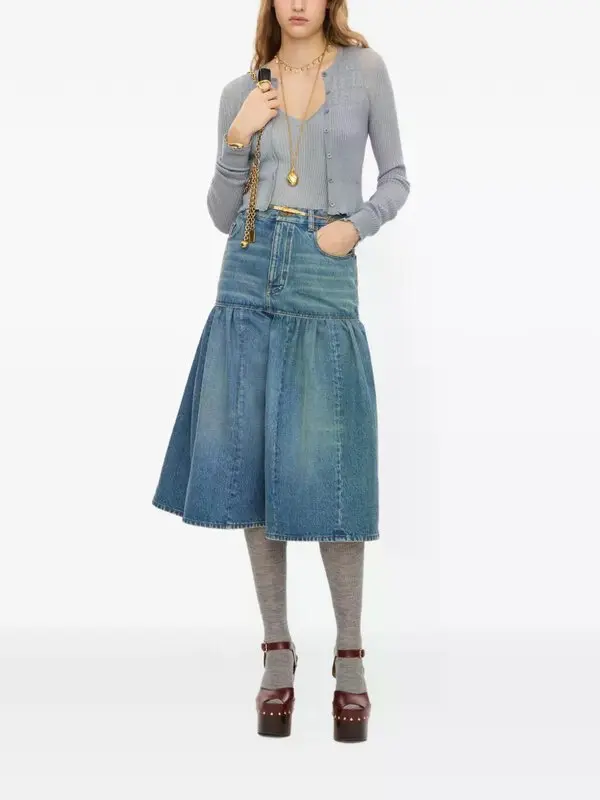 Chloé Ribbed Knit Wool Vest And Cardigan Set