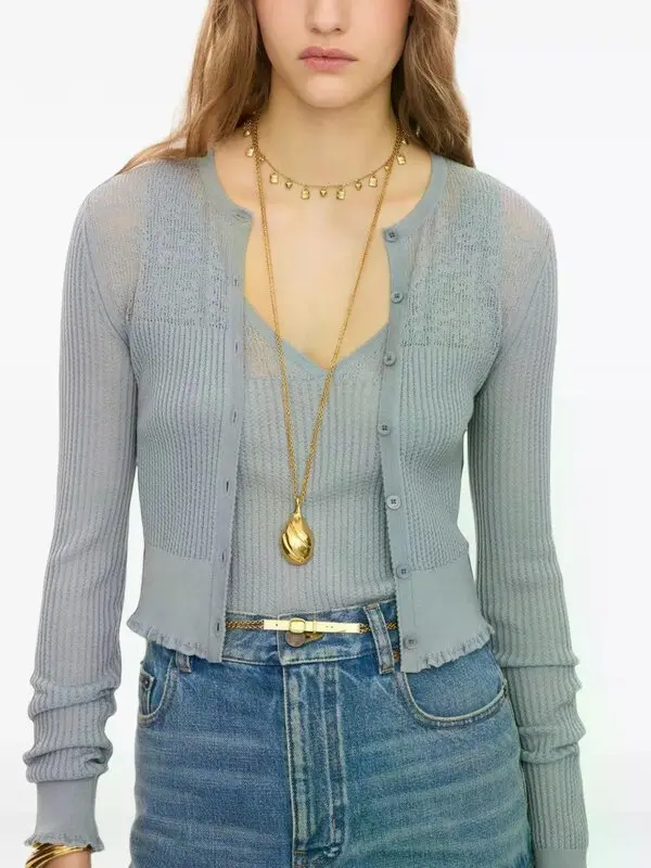 Chloé Ribbed Knit Wool Vest And Cardigan Set