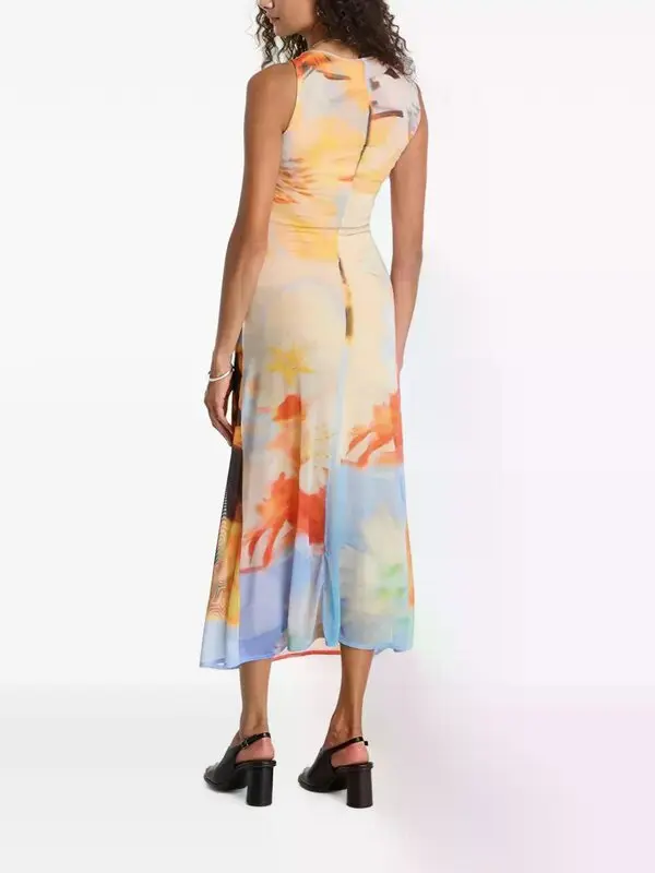 Desigual Ruched Floral-print Midi Dress