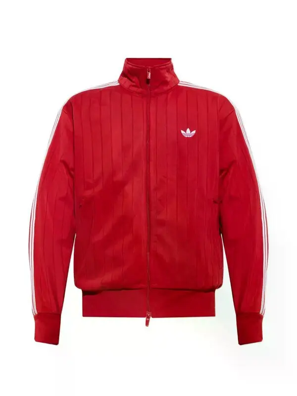 Adidas Logo-embroidered Zip-up Sweater - Red