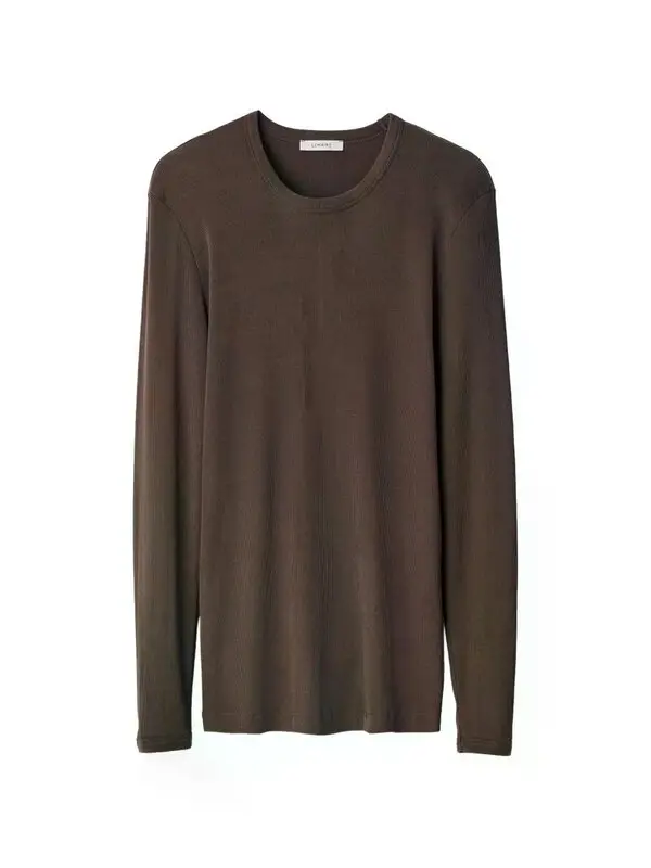 LEMAIRE Long-sleeve Top In Ribbed Jersey - Brown