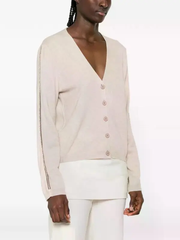 Fabiana Filippi Bead-embellished V-neck Cardigan - Neutrals