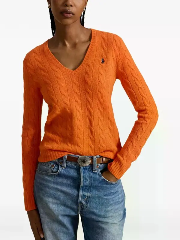 Polo Ralph Lauren Cable-knit Wool-cashmere V-neck Sweater
